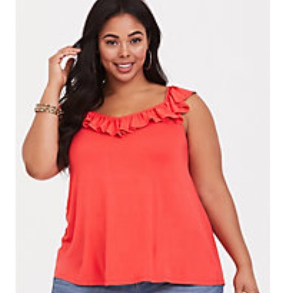 torrid | Tops | Torrid Carnival Orange Ruffle Vneck Tank Top L | Poshmark